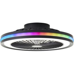 Brilliant LED Deckenleuchte "Palmero", schwarz, &Oslash; 46cm H: 13cm, 1 Stk., Leuchten, mit Ventilator, &Oslash; 47 cm, IC-RGB, 5000 lm, dimmbar, 2700-6500 K, LED Deckenleuchte