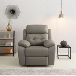 Relaxsessel OTTO HOME "Lannilis mit Liegefunktion, Fernsehsessel", grau (hellgrau), B:97cm H:100cm T:92cm, Kunstleder 100% Polyurethan, Sessel, Relaxsessel, mit manueller und elektrischer Relaxfunktion, hellgrau