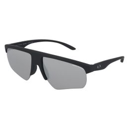 Armani Exchange AX4123S | Herren-Sonnenbrille | Fassung: Halbrand, Quadratisch, Acetat, Schwarz Matt | Glasfarbe: Grau Spiegel Silber