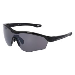 Under Armour UA YARD PRO/F | Herren-Sonnenbrille | Fassung: Vollrand, Monoscheibe, Kunststoff, Schwarz Gl&auml;nzend | Glasfarbe: Grau