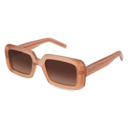 SAINT LAURENT SL534 SUNRISE | Unisex-Sonnenbrille | Fassung: Vollrand, Quadratisch, Acetat, Orange | Glasfarbe: Braun