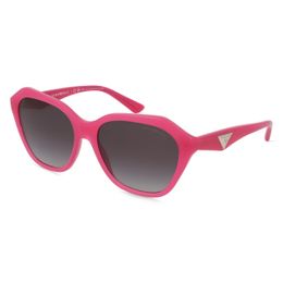 Emporio Armani 0EA4221 | Damen-Sonnenbrille | Fassung: Vollrand, Quadratisch, Acetat, Fuchsia Gl&auml;nzend | Glasfarbe: Grau Verlaufend