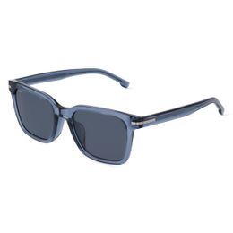 HUGO BOSS Boss 1540/F/SK | Herren-Sonnenbrille | Fassung: Vollrand, Quadratisch, Acetat, Blau Transparent | Glasfarbe: Grau