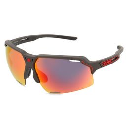 Rudy Project SP743838 DELTABEAT | Unisex-Sonnenbrille | Fassung: Vollrand, Quadratisch, Kunststoff, Schwarz Matt | Glasfarbe: Rot