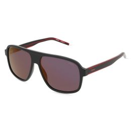 HUGO BOSS Hugo HG 1296/S | Herren-Sonnenbrille | Fassung: Vollrand, Quadratisch, Acetat, Schwarz Rot | Glasfarbe: Rot