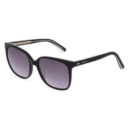 Calvin Klein CK21707S | Damen-Sonnenbrille | Fassung: Vollrand, Butterfly, Kunststoff, Schwarz Gl&auml;nzend | Glasfarbe: Grau Verlaufend