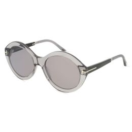 Tom Ford FT1088 | Unisex-Sonnenbrille | Fassung: Vollrand, Rund, Acetat, Grau | Glasfarbe: Grau Spiegel Silber