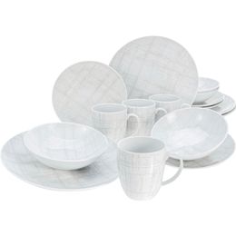Kombiservice Creatable "Geschirr-Set Home - Shabby Chic", wei&szlig;, 16 Stk., Porzellan, Geschirr-Sets, Kombiservice, Service, wei&szlig;, Used-und Vintage-Look, zeitlos, 16 Teile f&uuml;r 4 Personen