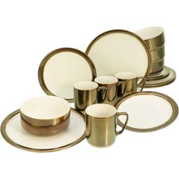 Kombiservice Creatable "Modern Industrial", gold (wei&szlig;, goldfarben), 16 Stk., Steinzeug, Geschirr-Sets, Kombiservice, Service, Spezialglasur, gl&auml;nzende Sprenkel, 16 Teile, f&uuml;r 4 Personen
