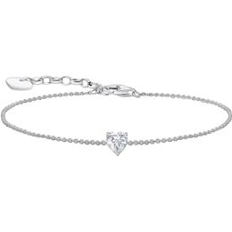 Armband Thomas Sabo "mit gro&szlig;em Herz-Anh&auml;nger" Gr. 19, bunt (silberfarben, wei&szlig;, wei&szlig;), Armb&auml;nder, Damen, 19, Silber 925 (recycelt), Armband, mit Zirkonia (synth.)