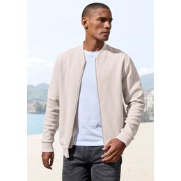 Sweatjacke John Devin "aus Struktur-Qualit&auml;t", Herren, Gr. S (44/46), beige (creme), Obermaterial: 83% Baumwolle, 16% Polyester, 1% Elasthan, unifarben, relaxed fit, Rundhals, Rippb&uuml;ndchen, Sweatjacken Sweatjacke, aus Struktur-Qualit&auml;t