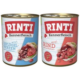 Rinti Kennerfleisch Mix Rind und Gefl&uuml;gelherzen 24x800g