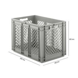 Sch&auml;fer Shop Euro Box Serie EF 6421, aus PP, Inhalt 83,8 L, durchbrochene W&auml;nde, grau, Durchfassgriff
