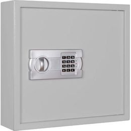 Schl&uuml;sselschrank SLE 80, f&uuml;r die Wandmontage, 80 Haken, ohne Einwurfschlitz, T&uuml;ranschlag rechts, Elektronikschloss mit Batterien, inkl. Verankerungsmaterial, B 460 x T 130 x H 430 mm, Stahlblech, lichtgrau RAL 7035