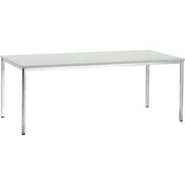 Konferenztisch, bis 6 Personen, Rechteck, 4-Fu&szlig; Quadratrohr, B 2000 x T 800 x H 720 mm, lichtgrau/chromsilber
