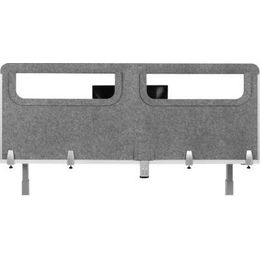 bakkerelkhuizen Schreibtisch-Akustik-Trennwand BE Safety Screen R&uuml;ckwand, mit Acrylfenster, Dicke 10 mm, B 1400 x H 600 mm, hellgrau