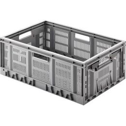 Klappbox, recycelbar & stapelbar, Traglast 20 kg, 600 x 400 x 233 mm, grau
