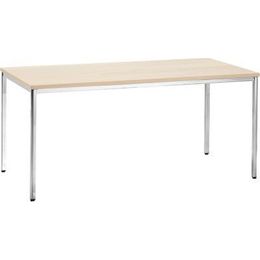Konferenztisch, bis 6 Personen, Rechteck, 4-Fu&szlig; Quadratrohr, B 1600 x T 800 x H 720 mm, Ahorn/chromsilber