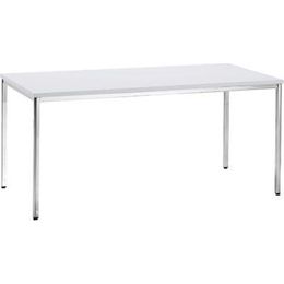 Konferenztisch, bis 6 Personen, Rechteck, 4-Fu&szlig; Quadratrohr, B 1600 x T 800 x H 720 mm, wei&szlig;/chromsilber