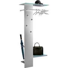 Kerkmann Wandgarderobe Kent &ndash; satinierte 8 mm ESG-Hutablage, Taschenablage 550 &times; 280 mm, Schirmhalter mit Tropfschale