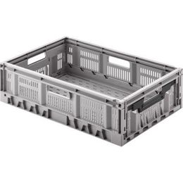 Klappbox, recycelbar & stapelbar, Traglast 20 kg, 600 x 400 x 170 mm, grau