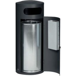 Abfallsammler Var KS 70, rund, Volumen 70 l, mit innenliegendem Ascher, abschlie&szlig;bar, selbstl&ouml;schend, mit Inneneimer, Stahlblech, anthrazit