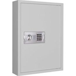 Schl&uuml;sselschrank SLE 120, f&uuml;r die Wandmontage, 120 Haken, ohne Einwurfschlitz, T&uuml;ranschlag rechts, Elektronikschloss mit Batterien, inkl. Verankerungsmaterial, B 460 x T 130 x H 630 mm, Stahlblech, lichtgrau RAL 7035