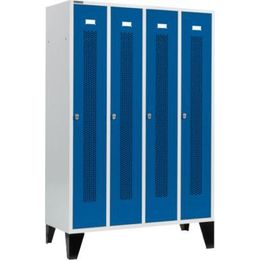 Sch&auml;fer Shop Sch&auml;fer Shop Select Kleiderspind mit gelochten Streifen, 4 Abteile, mit F&uuml;&szlig;en, Drehriegelverschluss, T&uuml;r enzianblau