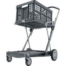 Klappmobil Clax&reg;, 2 Etagen, Tragkraft bis 60 kg, Lenk- & Bockrollen, inkl. 46 l Klappbox, Aluminium & Kunststoff, grau/grau