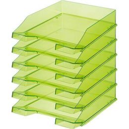 Ablagekorb HAN Klassik, f&uuml;r Format A4/C4, mit Beschriftungsfeld, stapelbar, B 255 x T 348 x H 65 mm, Kunststoff, gr&uuml;n/transparent, 6 St&uuml;ck