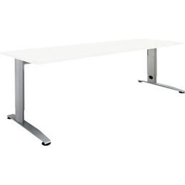 Sch&auml;fer Shop Sch&auml;fer Shop Select Schreibtisch LOGIN, manuell h&ouml;heneinstellbar, C-Fu&szlig;, B 1600 x T 800 x H 660-820 mm, wei&szlig;/wei&szlig;alu