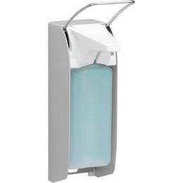 Seifenspender Ingo-Man, Wandmontage, manuell, bis 1000 ml, B 95 x T 170 x H 350 mm, Aluminium & Stahl, inkl. 1000 ml Desinfektionsmittel