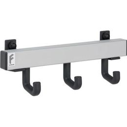 Aluminium-Garderobenleiste, 3 Einzelhaken, Breite 300 mm, silbermatt, T/H 90 &times; 90 mm, ca. 1,0 kg