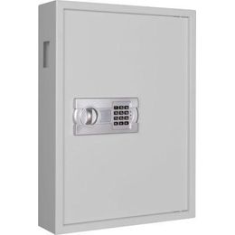 Schl&uuml;sselschrank SLE 120, f&uuml;r die Wandmontage, 120 Haken, mit Einwurfschlitz, T&uuml;ranschlag rechts, Elektronikschloss mit Batterien, inkl. Verankerungsmaterial, B 460 x T 130 x H 630 mm, Stahlblech, lichtgrau RAL 7035