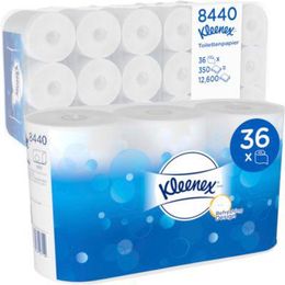Kleenex&reg; Toilettenpapier 8440, 3-lagig, kompatibel mit Aquarius&trade; Twin Roll Toilettenpapierspendern, 36 Rollen a 350 Blatt, wei&szlig;