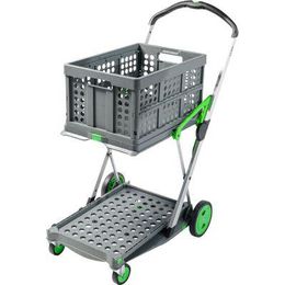 Klappmobil Clax&reg;, 2 Etagen, Tragkraft bis 60 kg, Lenk- & Bockrollen, inkl. 46 l Klappbox, Aluminium & Kunststoff, grau/gr&uuml;n