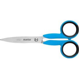 Sicherheitsschere Martor Secumax 363, ergonomisch, Soft-Grip, Spezialschliff, L 140 x H 63 mm, rostfreier Stahl/GFK, blau-schwarz