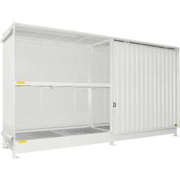 Regalcontainer Bauer Typ CEN 59-2 IBC, 2 Fachebenen, Schiebetor, 2000 l, B 6255 x T 1550 x H 3450 mm, grauwei&szlig; RAL 9002