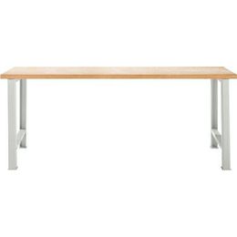 Sch&auml;fer Shop Modulare Werkbank Sch&auml;fer Shop Select, Grundeinheit, Buche Multiplexplatte, bis 500 kg, B 2000 x T 700 x H 840 mm, Lichtgrau ral 7035