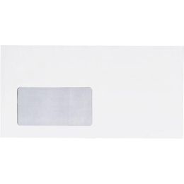 Briefumschl&auml;ge , selbstklebend, DIN lang, mit Fenster, 1000 St&uuml;ck, B 220 x H 110 mm, Papier, wei&szlig;
