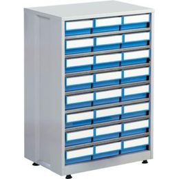 treston Schubladenmagazin 2440 Geh&auml;use grau, 24 Schubladen Blau, 7 B&ouml;den, 240 kg, bis 336 Sortierungen