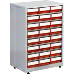 treston Schubladenmagazin 2440 Geh&auml;use grau, 24 Schubladen Rot, 7 B&ouml;den, 240 kg, bis 336 Sortierungen