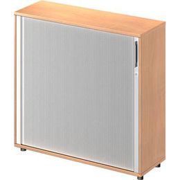 Sch&auml;fer Shop Sch&auml;fer Shop Genius Querrollladenschrank TETRIS WOOD, 3 OH, B 1200 mm, H&ouml;he inkl. Gleiter, Buche-Dekor