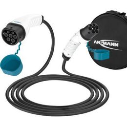 Autoladekabel Ansmann, f&uuml;r Elektroautos/Hybridautos, Anschluss Typ 2, 3-phasig, Ladeleistung 22 kW, IP55, L&auml;nge 5 m, Kunststoff, anthrazit-blau-wei&szlig;