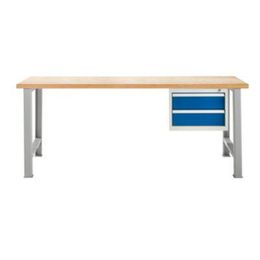 Sch&auml;fer Shop Modulare Werkbank Sch&auml;fer Shop Select, Grundeinheit, Buche Multiplexplatte, bis 500 kg, B 2000 x T 700 x H 840 mm, Enzianblau ral 5010