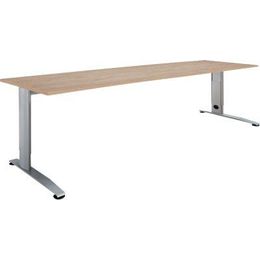 Sch&auml;fer Shop Sch&auml;fer Shop Select Schreibtisch LOGIN, manuell h&ouml;heneinstellbar, C-Fu&szlig;, B 1800 x T 800 x H 660-820 mm, Eiche/wei&szlig;alu