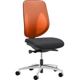 Giroflex B&uuml;rostuhl 353, ohne Armlehnen, Auto-Synchronmechanik, Muldensitz, 3D-Netz-R&uuml;ckenlehne, orange/schwarz/alusilber