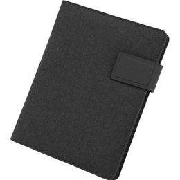 Schreibmappe Stop Ocean Plastic BELIZE RPET, DIN A5, Multifunktionsb&auml;nder, 1 Einsteckfach, Stifteschlaufe, Handy-/Tabletaufsteller, 1 Block, Magnetverschluss, RPET, anthrazit