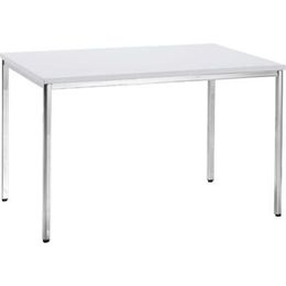 Konferenztisch, bis 4 Personen, Rechteck, 4-Fu&szlig; Quadratrohr, B 1200 x T 800 x H 720 mm, wei&szlig;/chromsilber