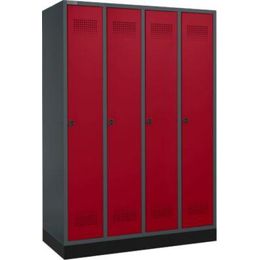 Sch&auml;fer Shop Sch&auml;fer Shop Genius Kleiderspind mit Sockel, 4 Abteile, Drehriegelverschluss, antzhrazit/rot